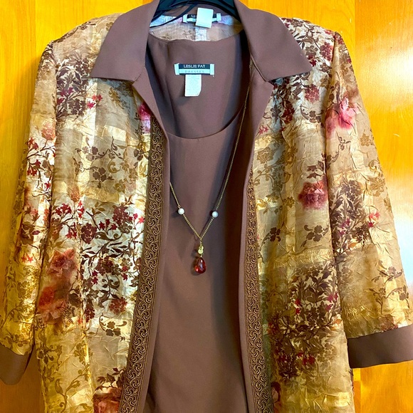 Leslie Fay | Dresses | Beautiful Leslie Faye Brown Twopiece Dress ...